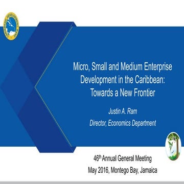 MSME Development in the Caribbean Towards a New Frontier - Dr. Justin ...
