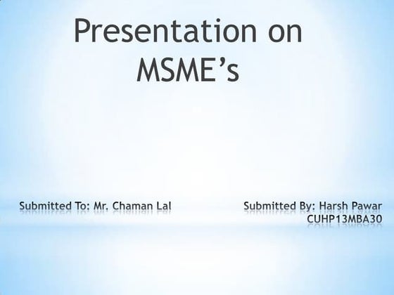 MSME | PPT