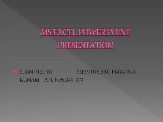 INTRODUCTION TO MS EXCEL 2010 | PPTX | Computing | Technology & Computing