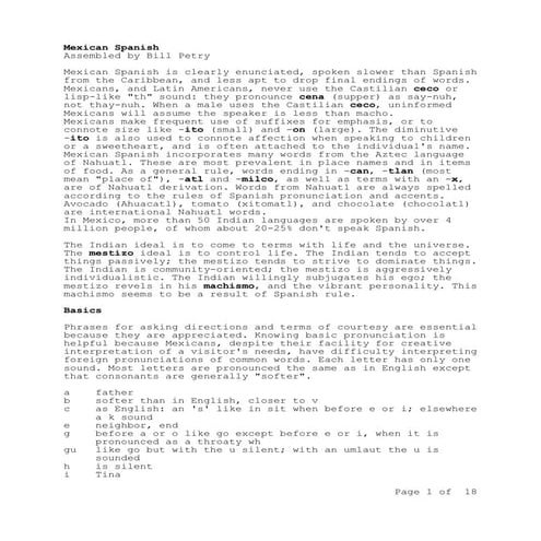 Basic Spanish for a Trip to Mexico | PDF