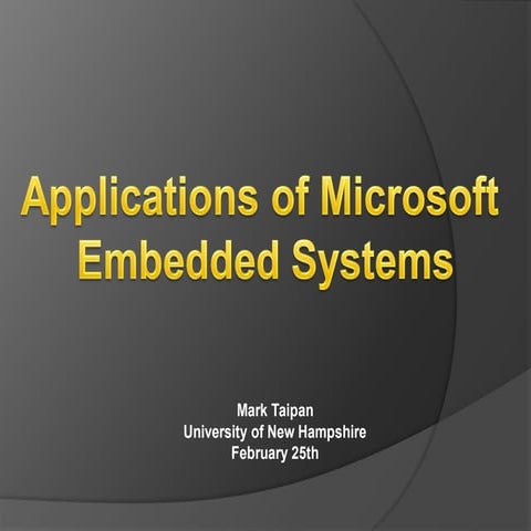 Applications Of Microsoft Embedded Systems | PPT