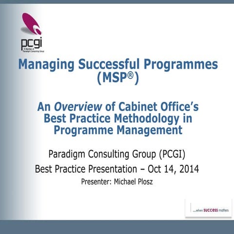 MSP - Programme Management at its best