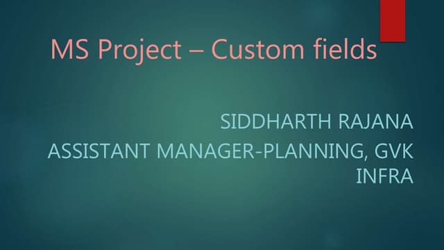 Ms Project Custom Fields Pptx Technology And Computing
