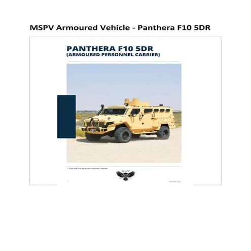 MSPV Armoured Vehicle - Panthera F10 5DR | PDF