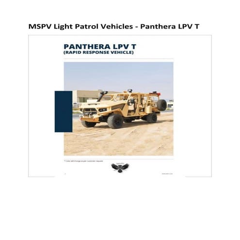 MSPV Light Patrol Vehicles - Panthera LPV T | PDF