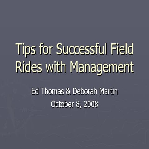 Tips for a Successful Ride Along with Management | PPT