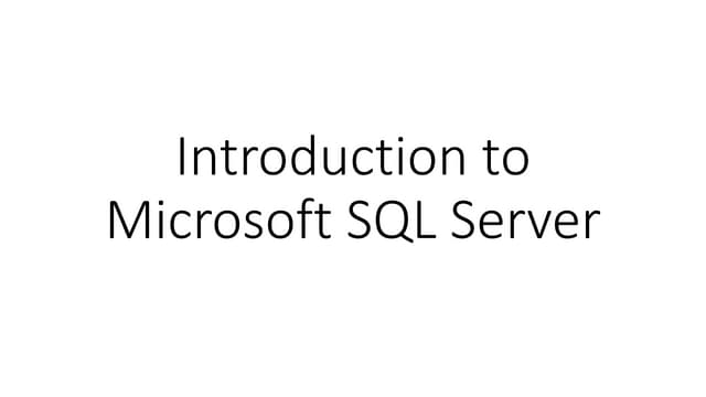 Ms Sql Server Ppt