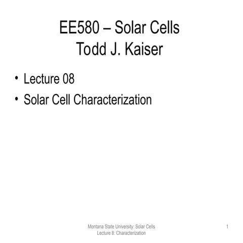 Characterization techniques for Solar Cell | PPT