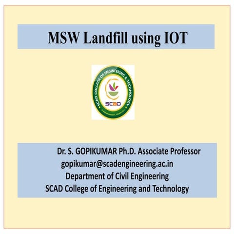 Municipal Solid Waste landfill using IoT | PPTX