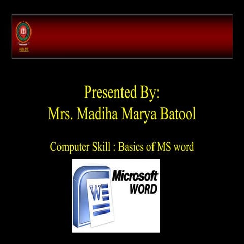 MS Word introduction document for beginners. | PPTX