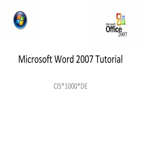 Ms word2007tutorial | PPT