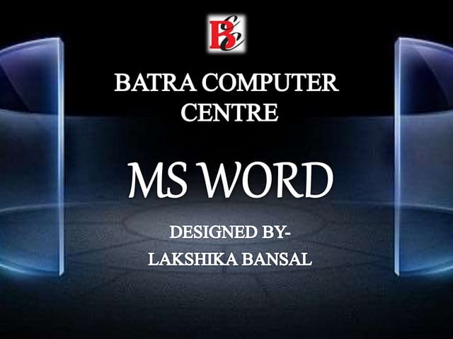 Introduction to MS Word | PPTX