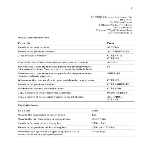 Primavera P6 Hot Keys | PDF