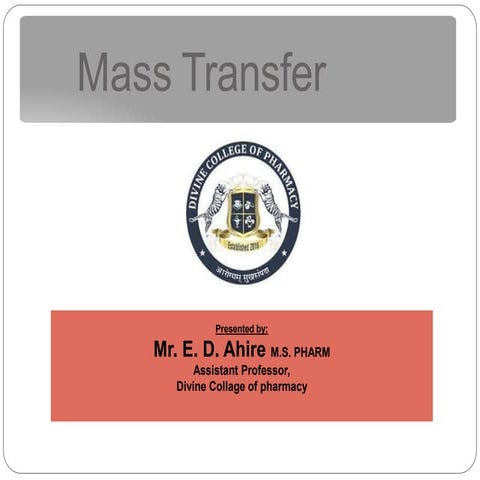 Lecture Notes in Mass Transfer | PDF