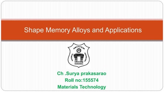 Shape memory alloys | PPT