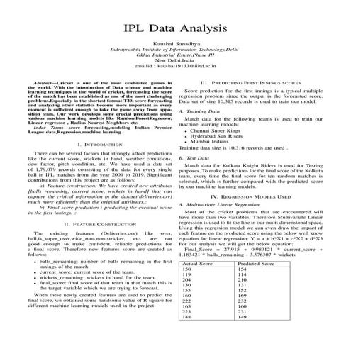 IPL Data Analysis using Data Science | PDF