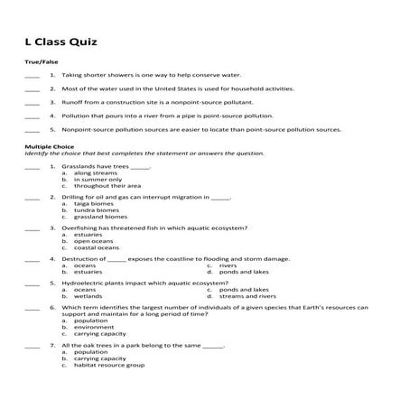 Chapter Review Quiz: Chapters 19-20 | PDF