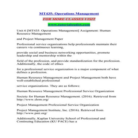 MT435 OPERATIONS MANAGEMENT / TUTORIALOUTLET DOT COM | PDF