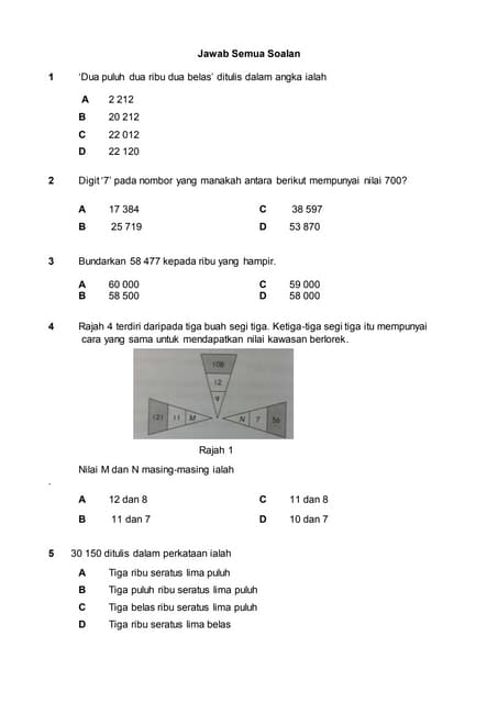 100 soalan Matematik Ting2 | PDF