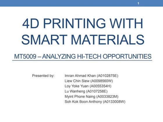 4 D printing Technology ppt | PPT