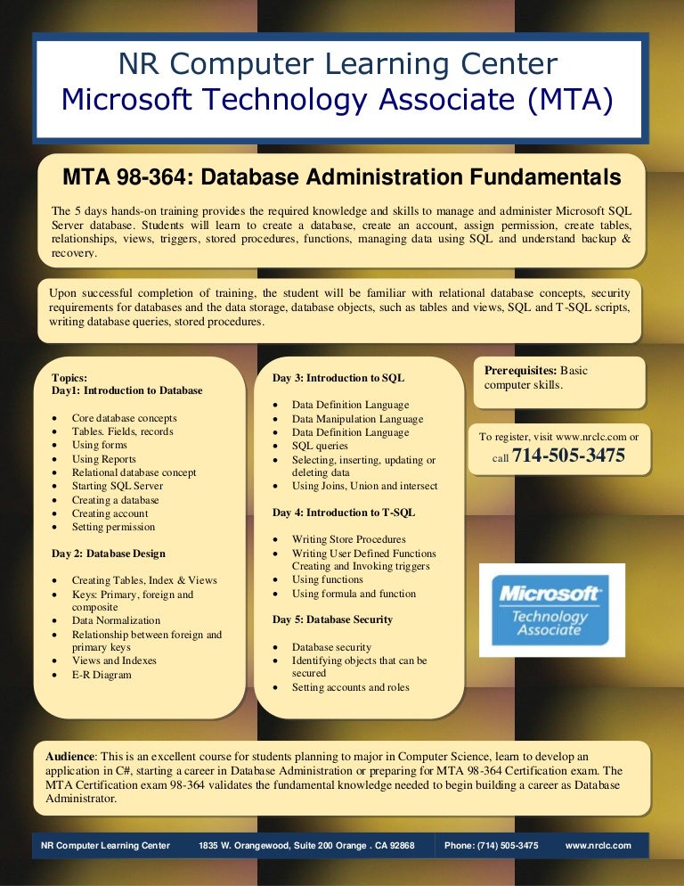 MTA 98 364 - database fundamentals MTA 98 364 - database fundamentals