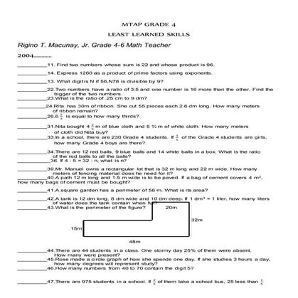 MTAP REVIEWER Grade 4...part 1 | DOCX
