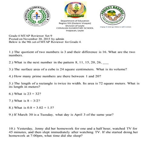 Mtap 4 problem set #4 | DOCX
