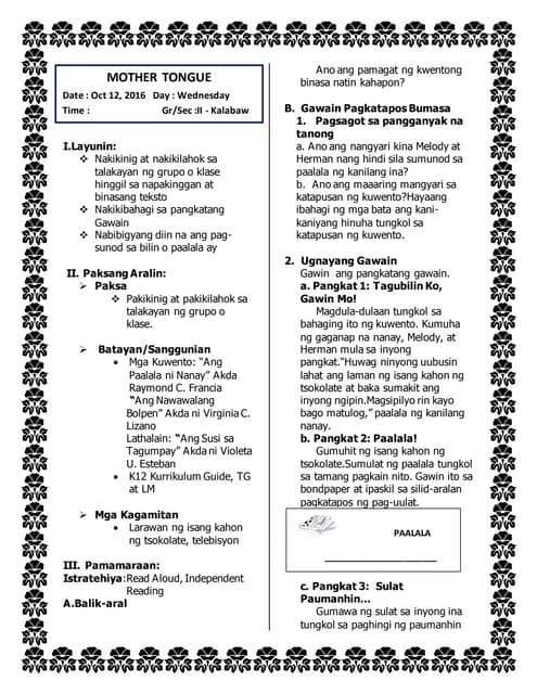 GRADE 4 FILIPINO LESSON PLAN | DOC