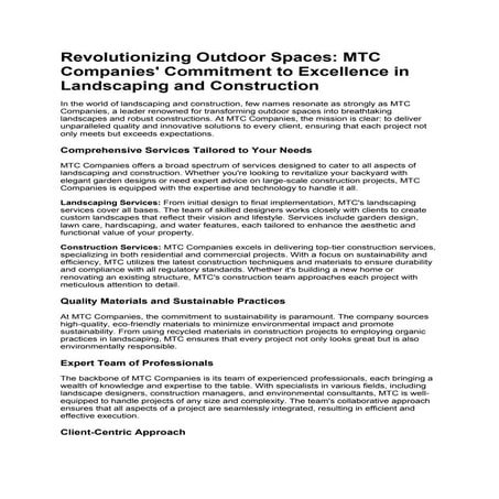 Revolutionizing Outdoor Spaces: MTC Companies' Commitment to Excellence ...