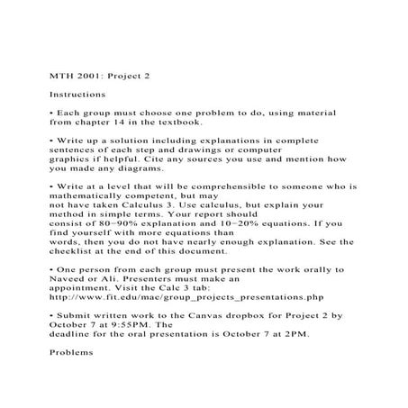 MTH 2001 Project 2Instructions• Each group must choos.docx