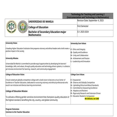 MTHrrrr 221 - TECHNOLOGY FOR TEACHING AND LEARNING 2 (INSTRUMENTATION ...