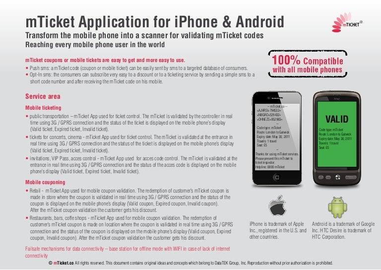 mTicket app Iphone and Android