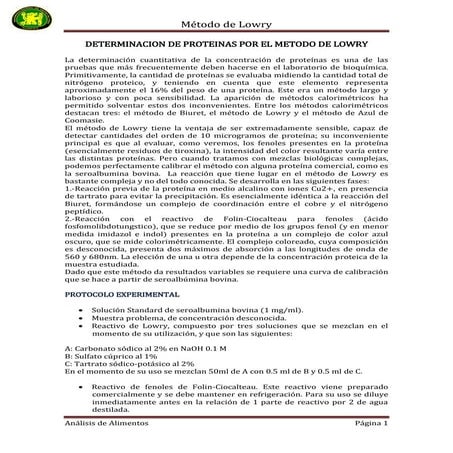 Método de lowry | PDF