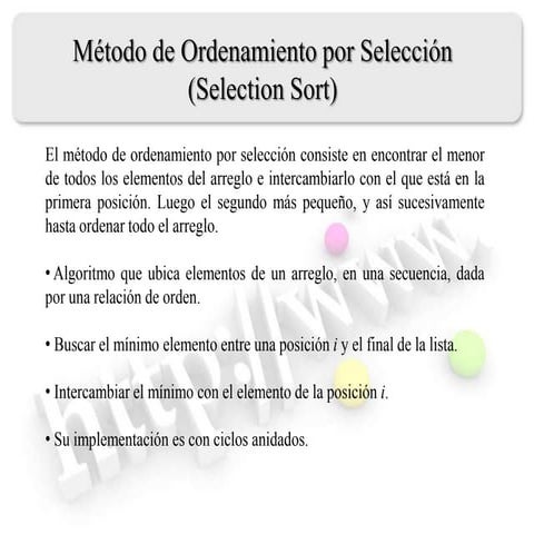 Método de ordenamiento por selección (selection sort | PPTX ...