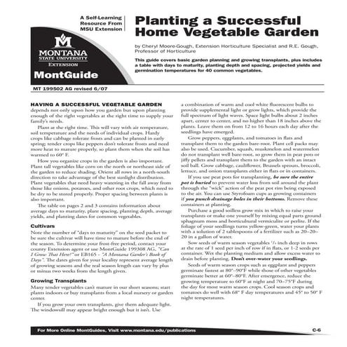 MT: Planting a Successful Home Vegetable Garden | PDF | Gardening ...