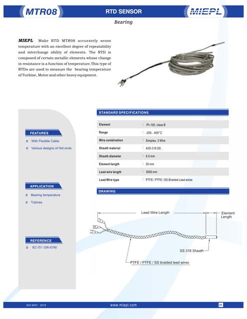 MTR08 RTD SENSOR - Bearing | MIEPL | PDF MTR08 RTD SENSOR - Bearing | MIEPL | PDF