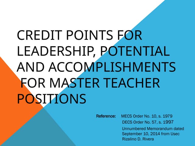 DepED Master Teacher I and II | PPT