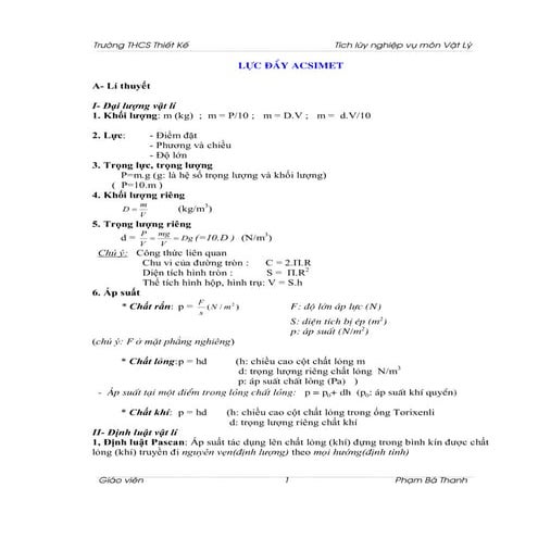 Một số dạng toán về lực đẩy ácimet | PDF
