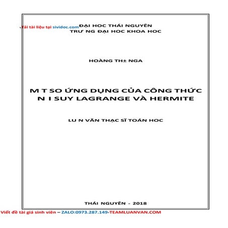 M T So Ứng Dụng Của Công Thức N I Suy Lagrange Và Hermite (2).docx