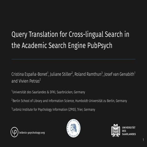 Query Translation for Cross-lingual Search in the Academic Search ...