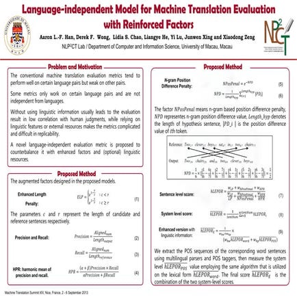 MT SUMMIT2013 poster boaster slides.Language-independent Model for ...