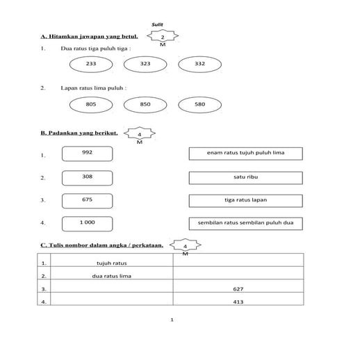 Matematik Tahun 2 Kertas 2 | DOC