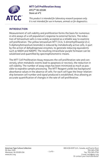 Mtt Assay for cell viability | PPTX | Chemistry | Science