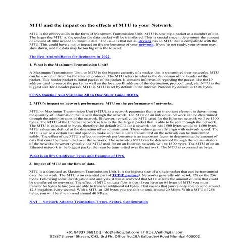MTU (maximum transmission unit) & MRU (maximum receive unit) | PPTX
