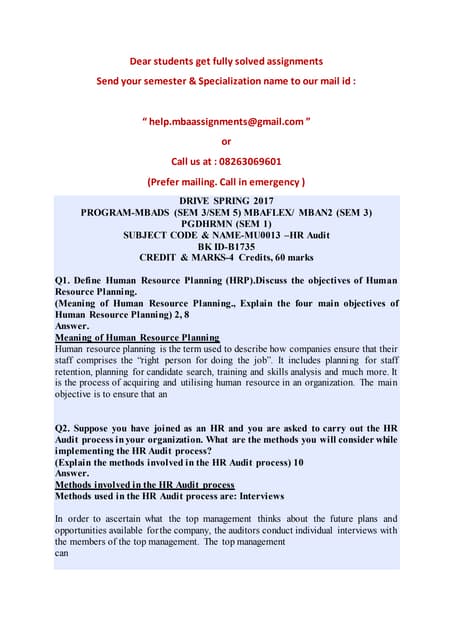 Mu0010 manpower planning and resourcing | PDF