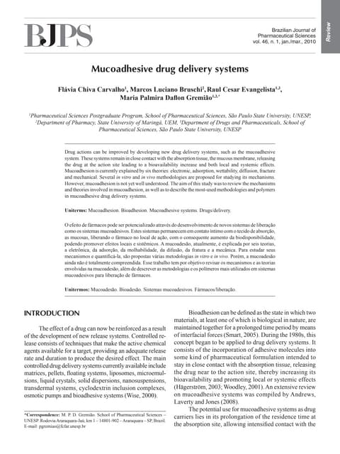 Mucoadhesive drug delivery system | PPTX