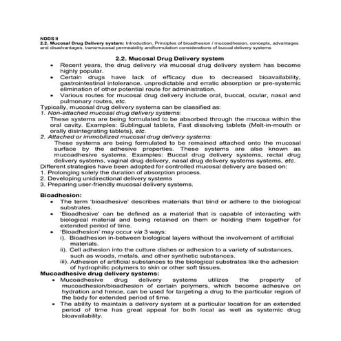 Mucosal drug delivery system | PPTX