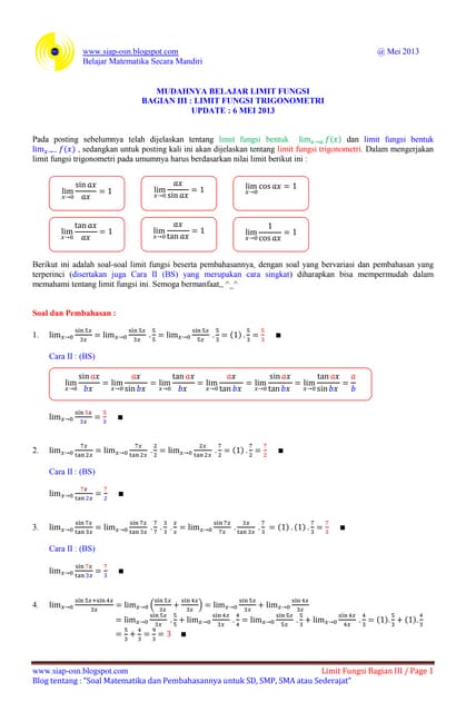 Soal dan pembahasan ujian nasional matematika smp 2013 paket 1 | PDF