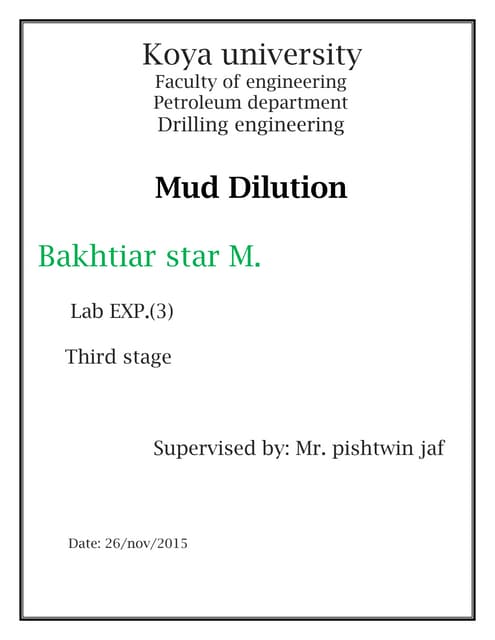 Mud balance test (drilling fluid lab test) | PDF