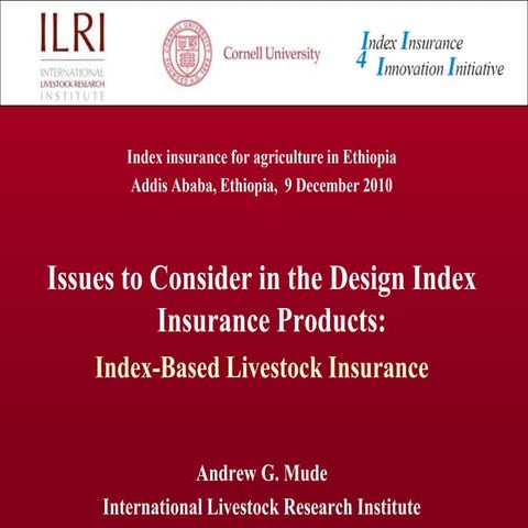 Issues to consider in the design of index insurance products: Index ...